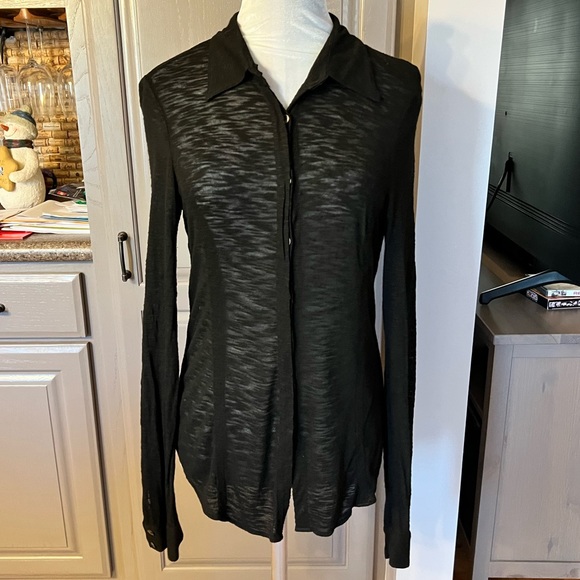 W by Worth | Tops | W By Worth New York Black Burnout Knit Button Up ...